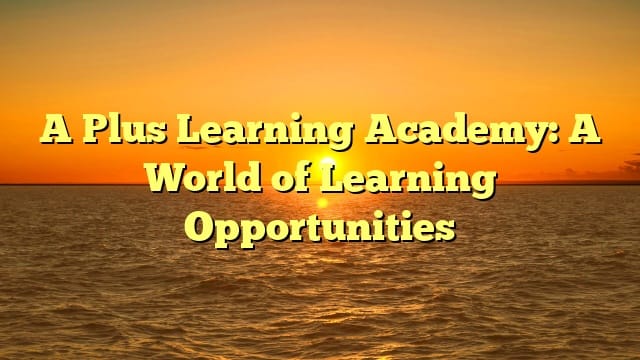 A Plus Learning Academy: A World of Learning Opportunities
